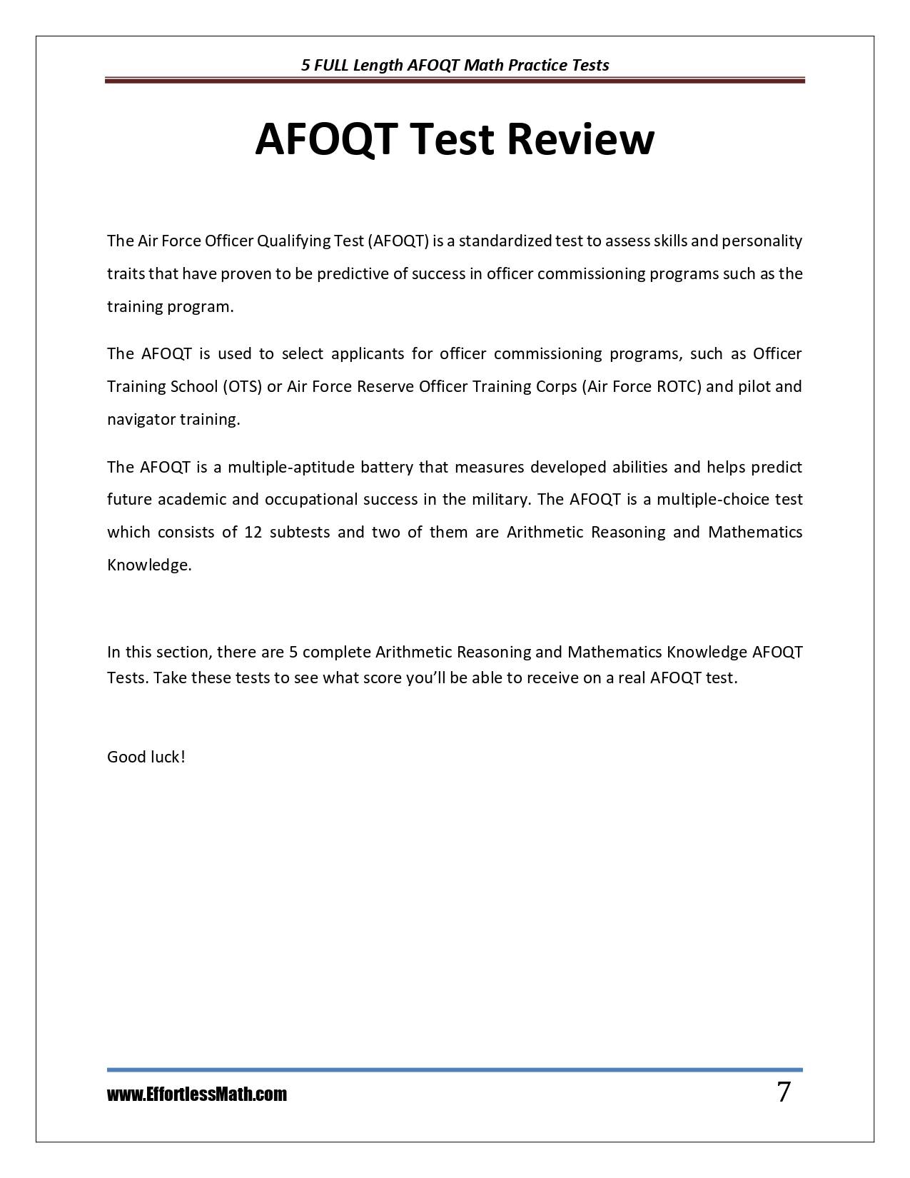 5 Full-Length AFOQT Math Practice Tests: The Practice You Need to Ace ...