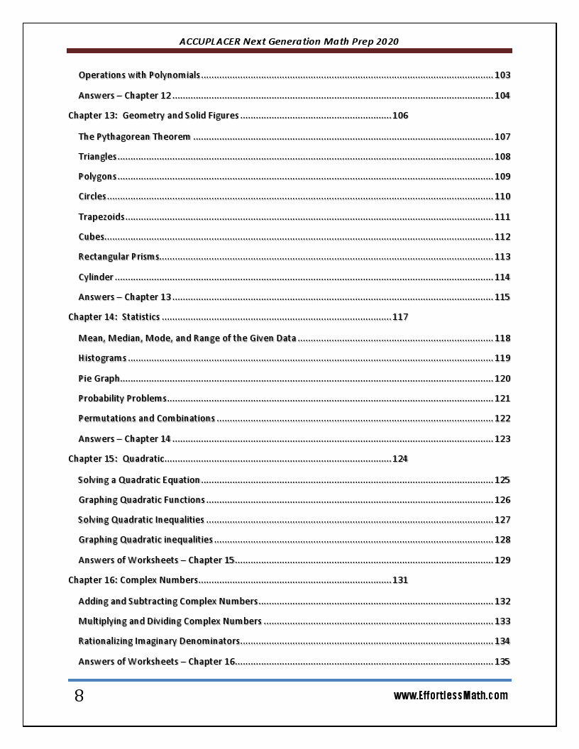 ACCUPLACER Next Generation Math Prep 2020: A Comprehensive Review and ...