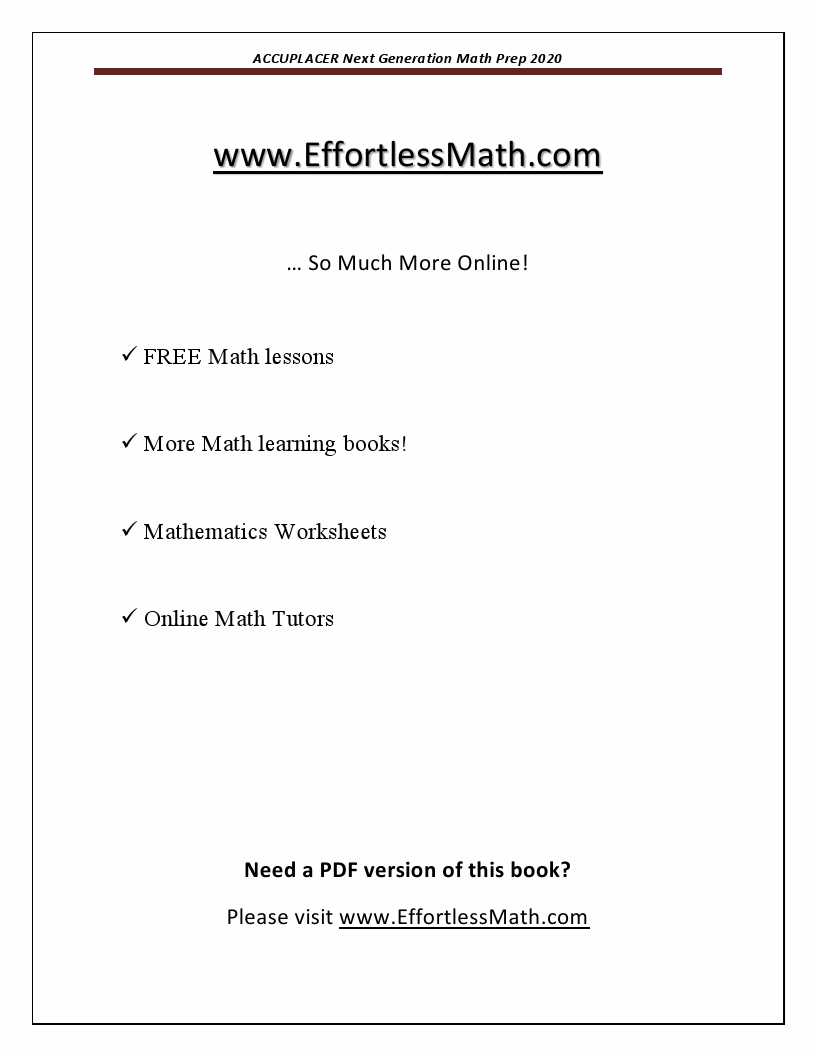 ACCUPLACER Next Generation Math Prep 2020: A Comprehensive Review and ... ACCUPLACER Next Generation Math Prep 2020: A Comprehensive Review and ...