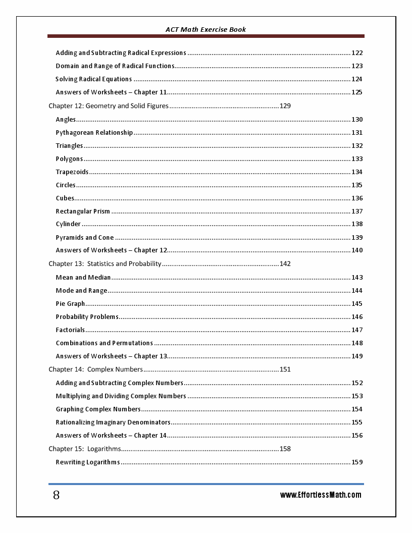 ACT Math Exercise Book: Student Workbook and Two Realistic ACT Math ...