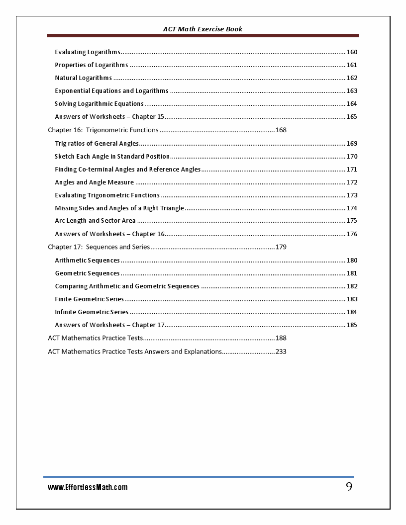 ACT Math Exercise Book: Student Workbook and Two Realistic ACT Math ...