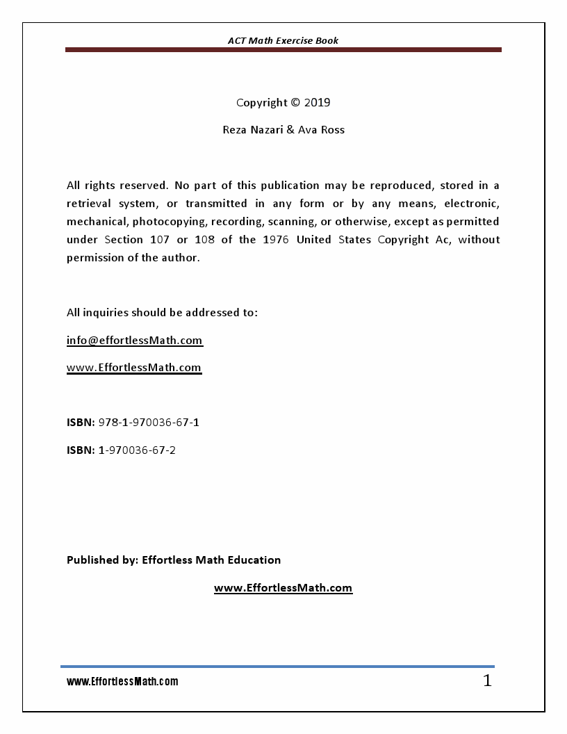 ACT Math Exercise Book: Student Workbook and Two Realistic ACT Math ...