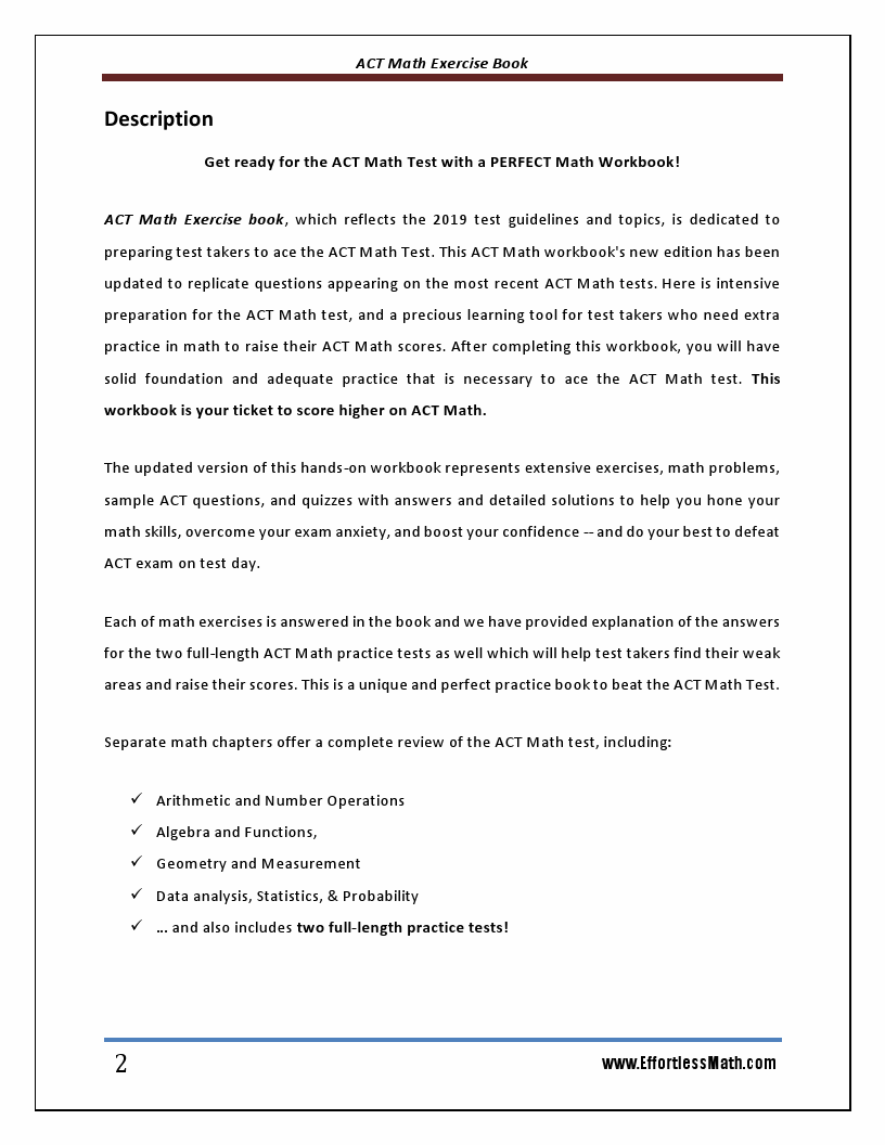 ACT Math Exercise Book: Student Workbook and Two Realistic ACT Math ...