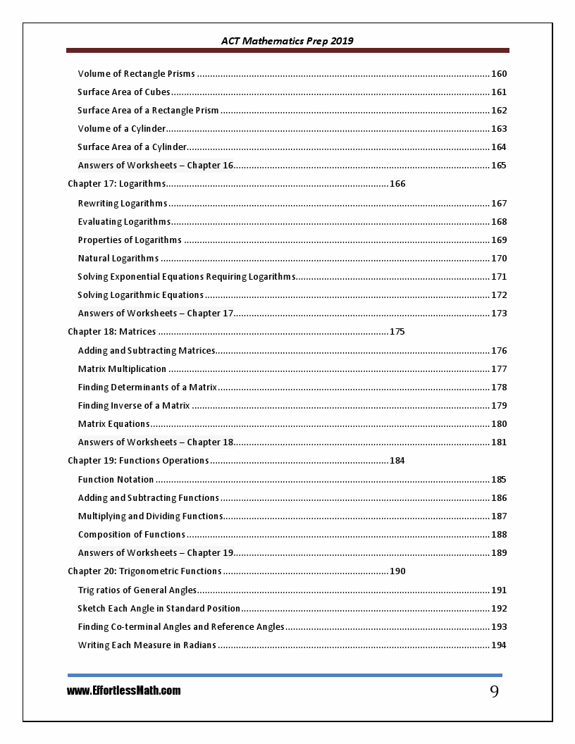 ACT Mathematics Prep 2019: A Comprehensive Review and Ultimate Guide to ...