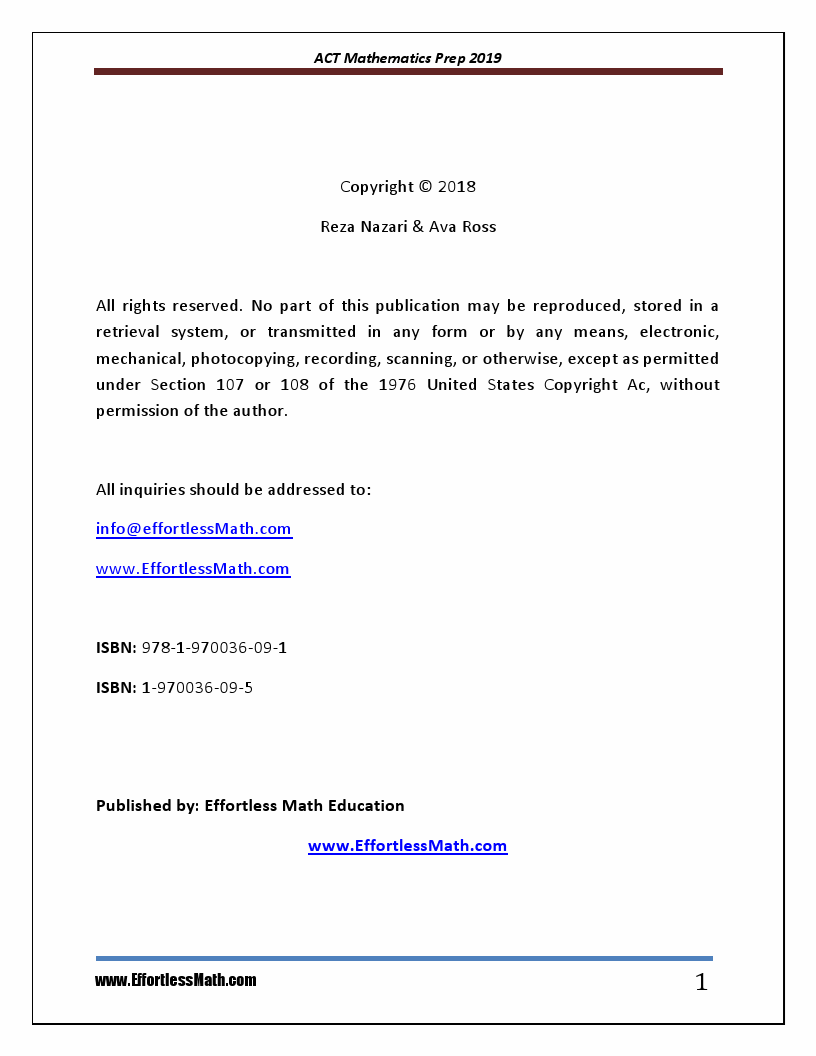 ACT Mathematics Prep 2019: A Comprehensive Review and Ultimate Guide to ...