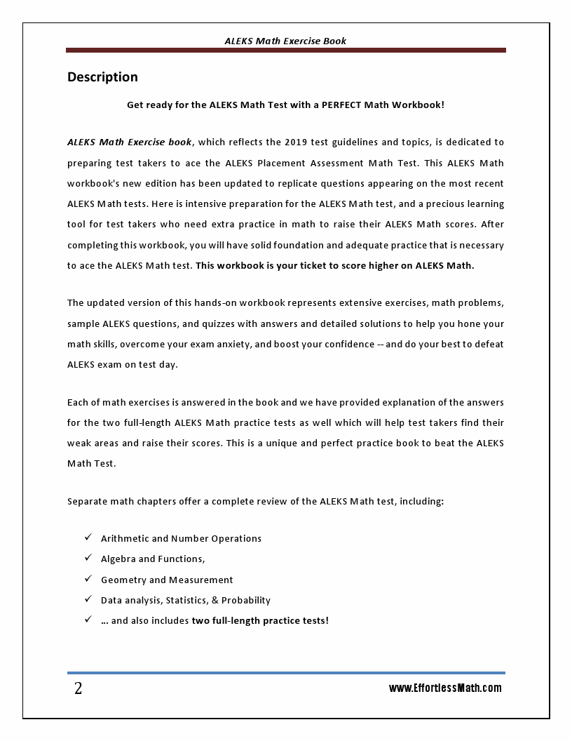 ALEKS Math Exercise Book: Student Workbook and Two Realistic ALEKS Math ...