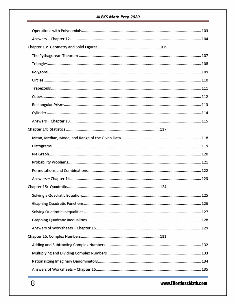 ALEKS Math Prep 2020: A Comprehensive Review and Step-By-Step Guide to ...