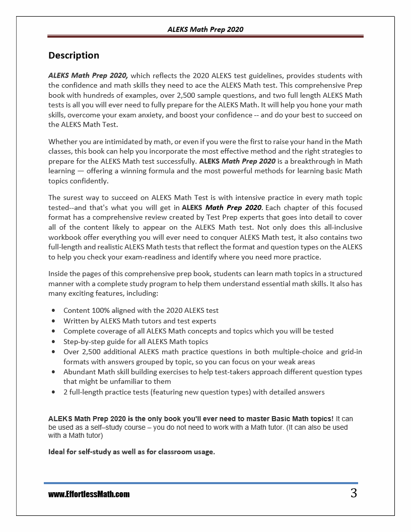 ALEKS Math Prep 2020: A Comprehensive Review and Step-By-Step Guide to ...