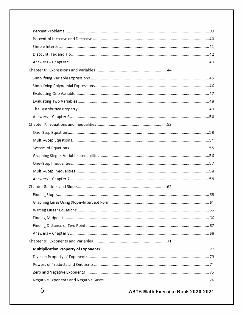 ASTB Math Exercise Book 2020-2021: Student Workbook and Two Full-Length ...