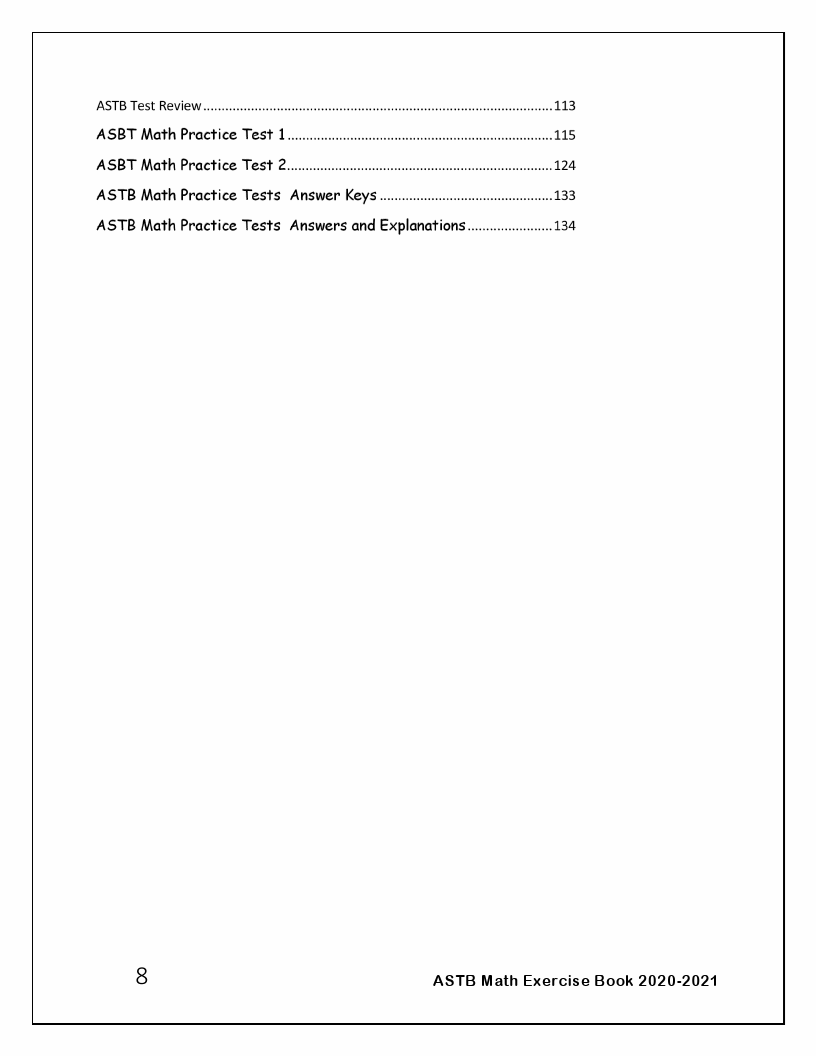 ASTB Math Exercise Book 2020-2021: Student Workbook and Two Full-Length ...