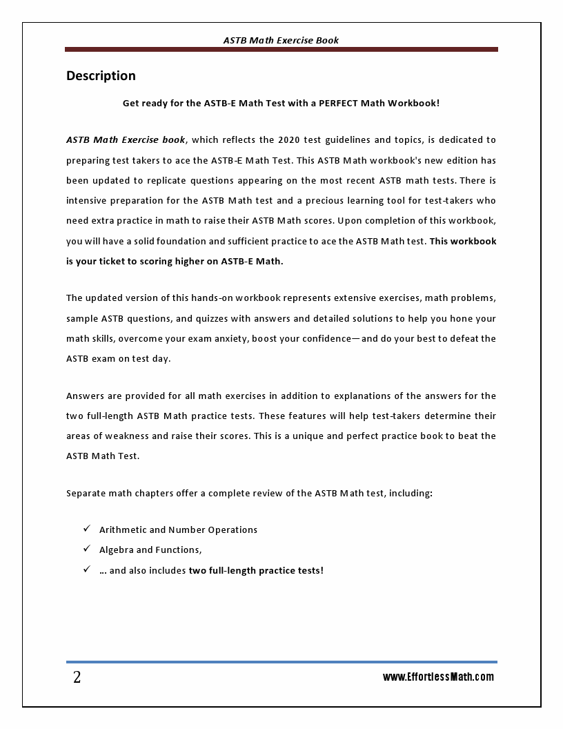 ASTB Math Exercise Book: Student Workbook and Two Realistic ASTB Math ...