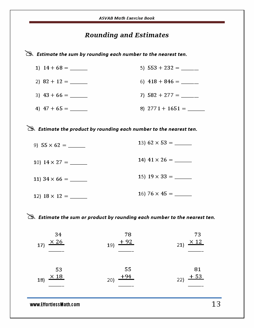 ASVAB Math Exercise Book: Student Workbook and Two Realistic ASVAB Math ...