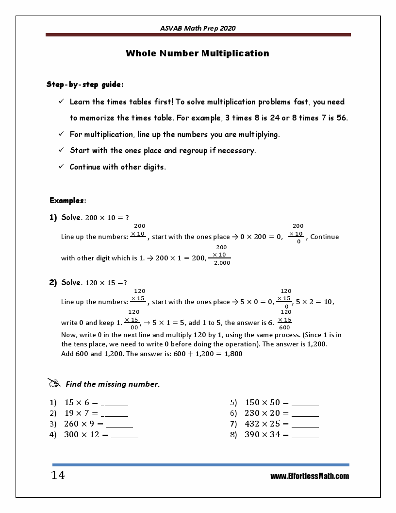 ASVAB Math Prep 2020: A Comprehensive Review and Step-By-Step Guide to ...