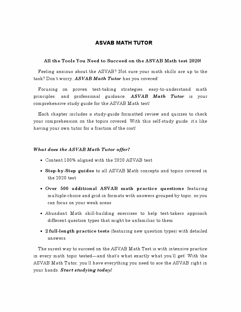 ASVAB Math Tutor: Everything You Need to Help Achieve an Excellent ...