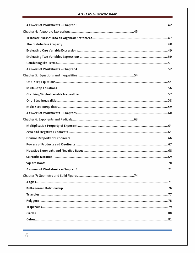 ATI TEAS 6 Math Exercise Book: Student Workbook and Two Realistic ATI ...