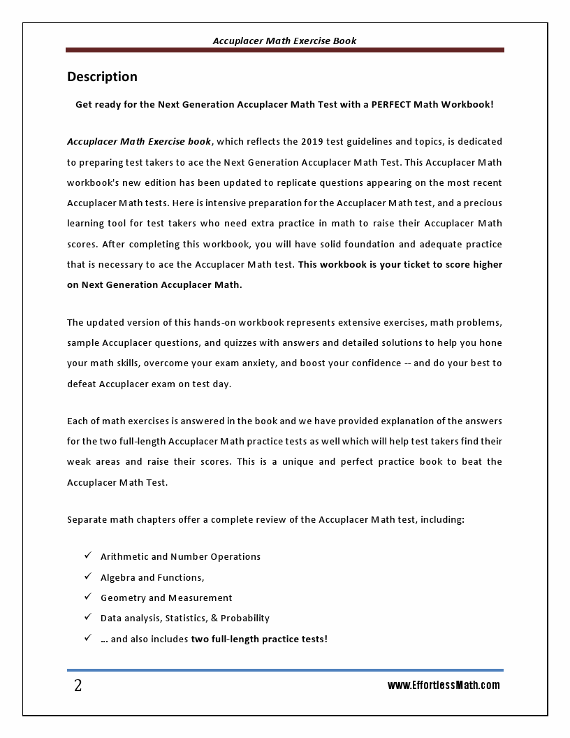 Accuplacer Math Exercise Book: Student Workbook and Two Realistic ...