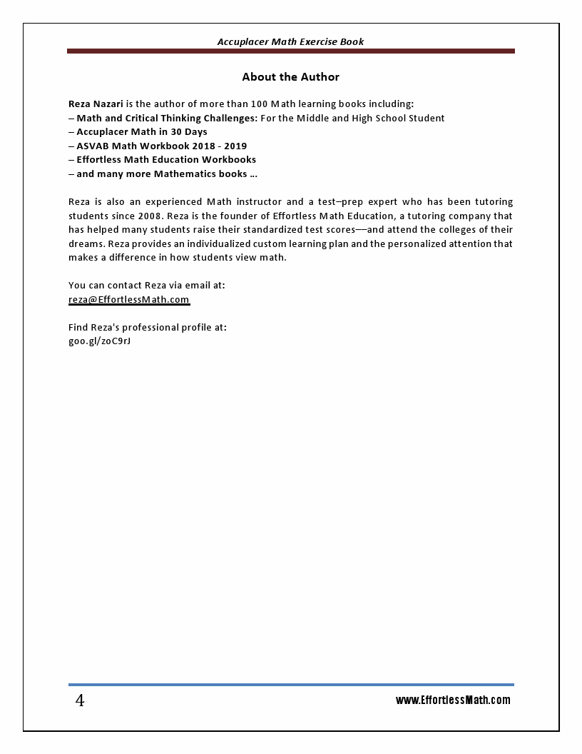 Accuplacer Math Exercise Book: Student Workbook and Two Realistic ...