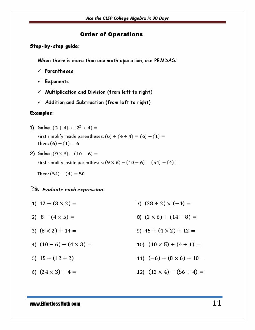 Ace the CLEP College Algebra in 30 Days: The Ultimate Crash Course to ...