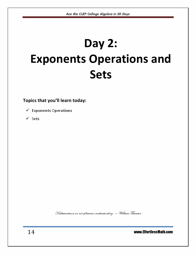 Ace the CLEP College Algebra in 30 Days: The | Effortless Math