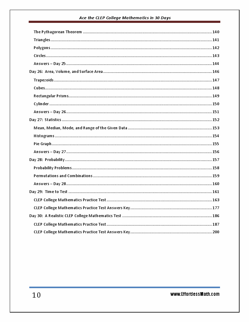 Ace the CLEP College Mathematics in 30 Days: The Ultimate Crash Course ...