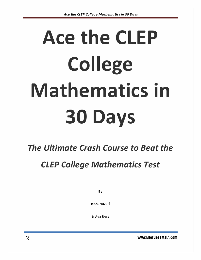 Ace the CLEP College Mathematics in 30 Days: The Ultimate Crash Course ...