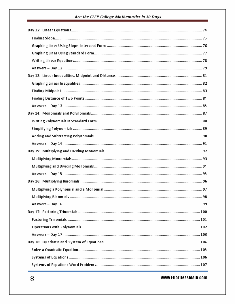 Ace the CLEP College Mathematics in 30 Days: The Ultimate Crash Course ...