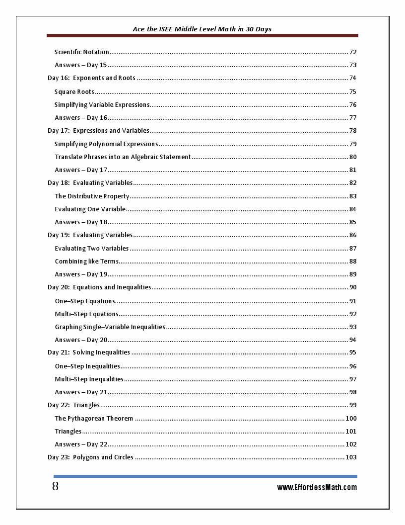 Ace the ISEE Middle Level Math in 30 Days: The Ultimate Crash Course to ...