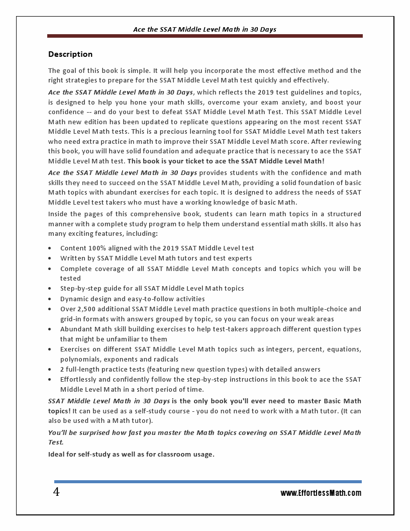 Ace the SSAT Middle Level Math in 30 Days: The Ultimate Crash Course to ...