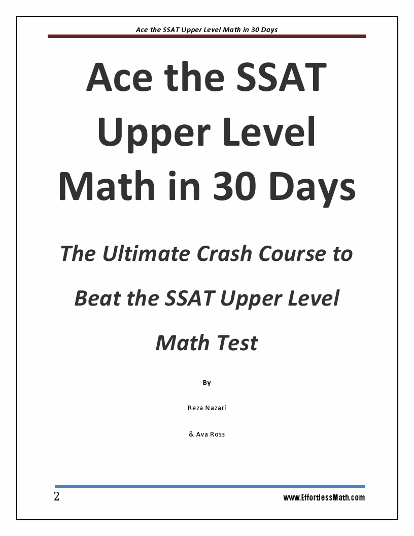 Ace the SSAT Upper Level Math in 30 Days: The Ultimate Crash Course to ...