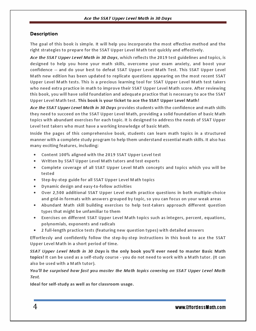 Ace the SSAT Upper Level Math in 30 Days: The Ultimate Crash Course to ...