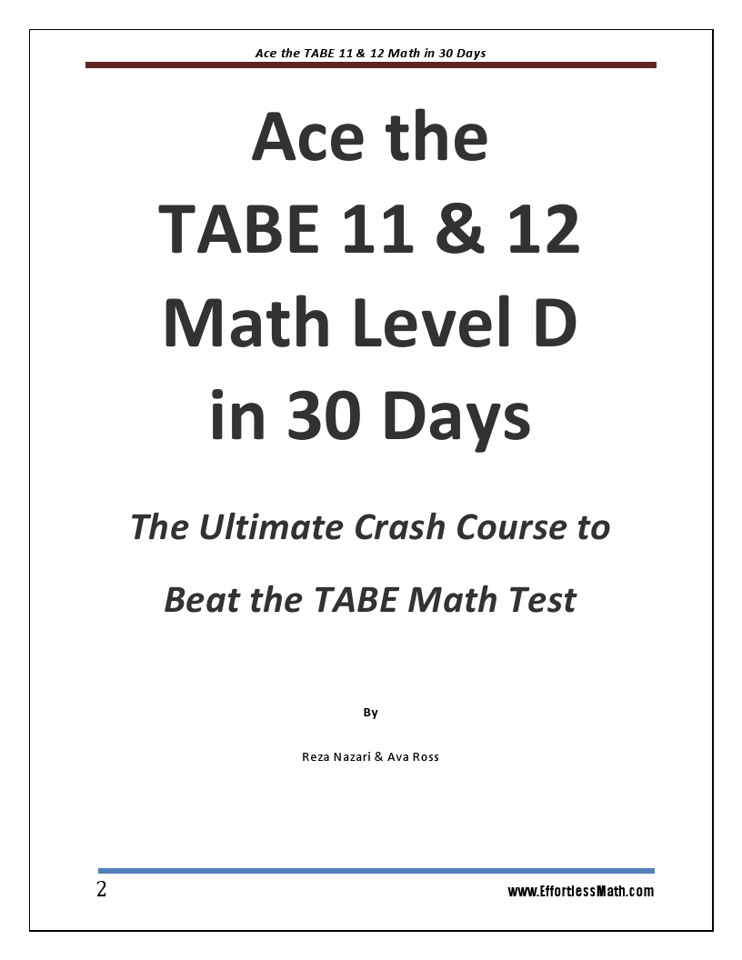 Ace the TABE 11 & 12 Math Level D in 30 Days: The Ultimate Crash Course ...