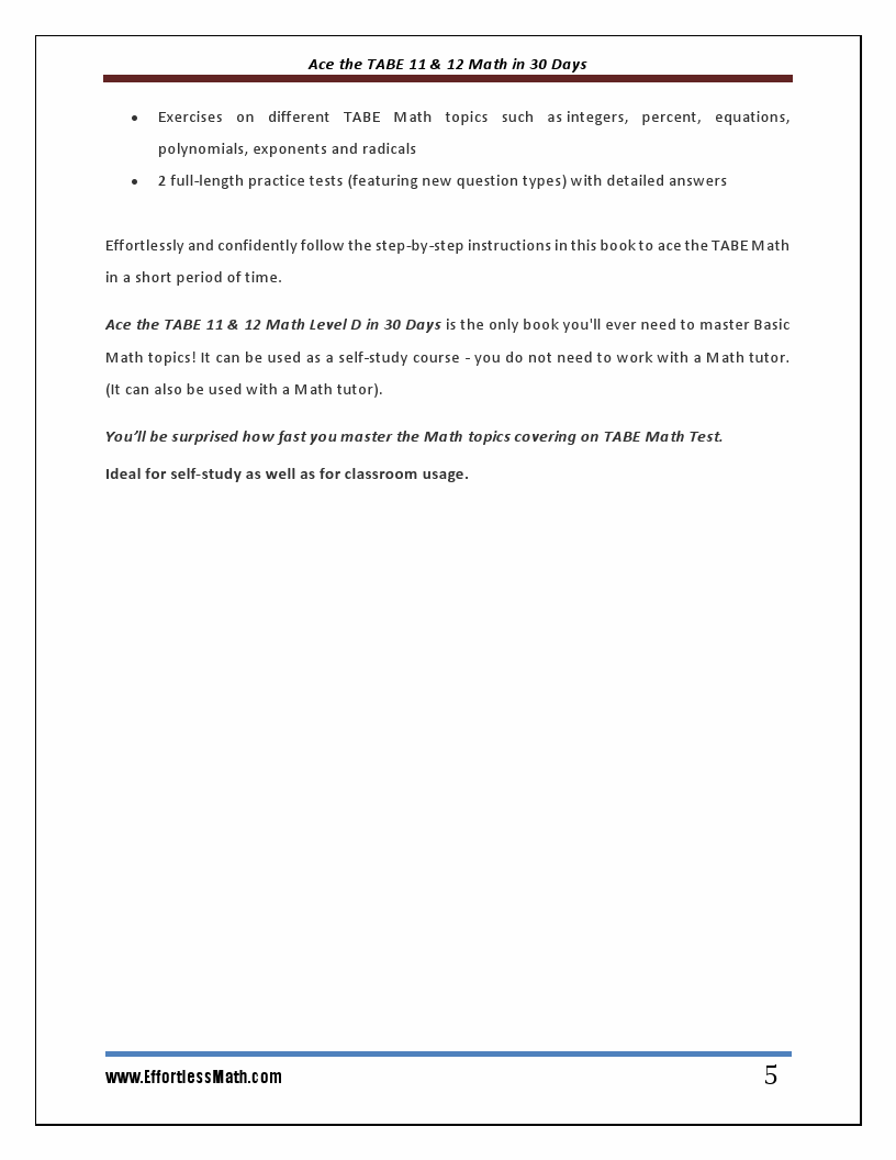 Ace the TABE 11 & 12 Math Level D in 30 Days: The Ultimate Crash Course ...