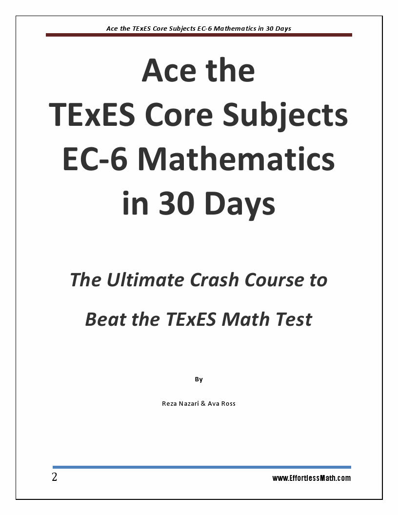Ace the TExES Core Subjects EC-6 Mathematics in 30 Days: The Ultimate ...