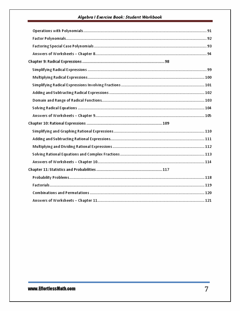 Algebra I Exercise Book: Student Workbook - Effortless Math: We Help ...
