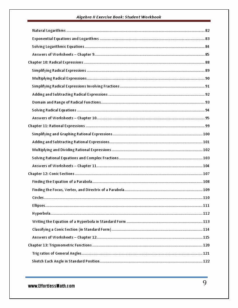 Algebra II Exercise Book: Student Workbook - Effortless Math: We Help ...