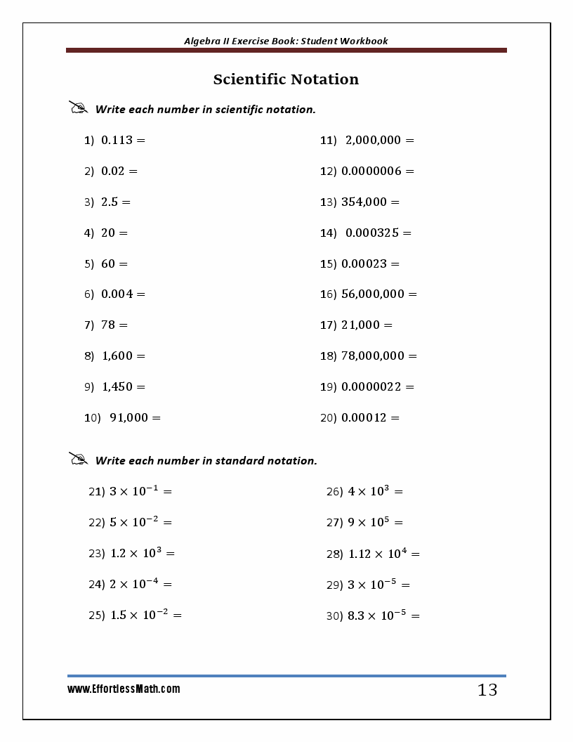 Algebra II Exercise Book: Student Workbook - Effortless Math: We Help ...