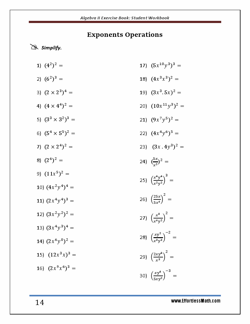 Algebra II Exercise Book: Student Workbook - Effortless Math: We Help ...