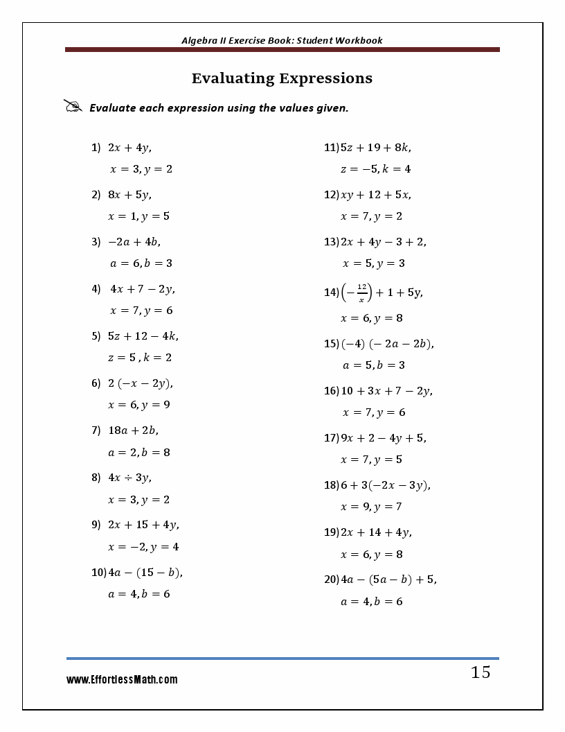 Algebra II Exercise Book: Student Workbook - Effortless Math: We Help ...