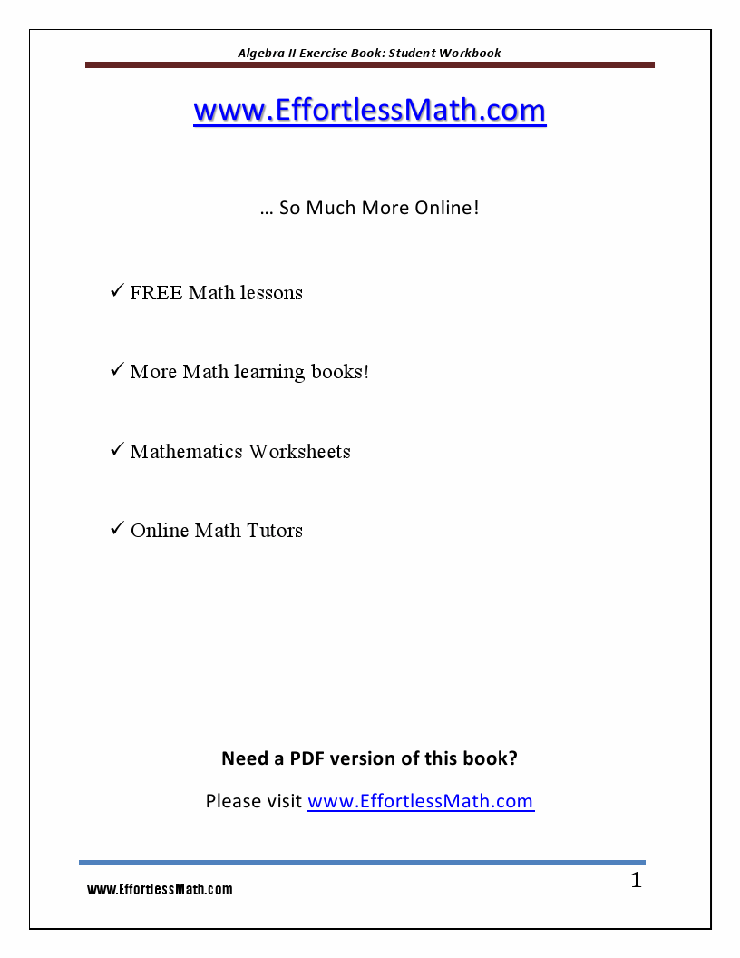 Algebra II Exercise Book: Student Workbook - Effortless Math: We Help ...
