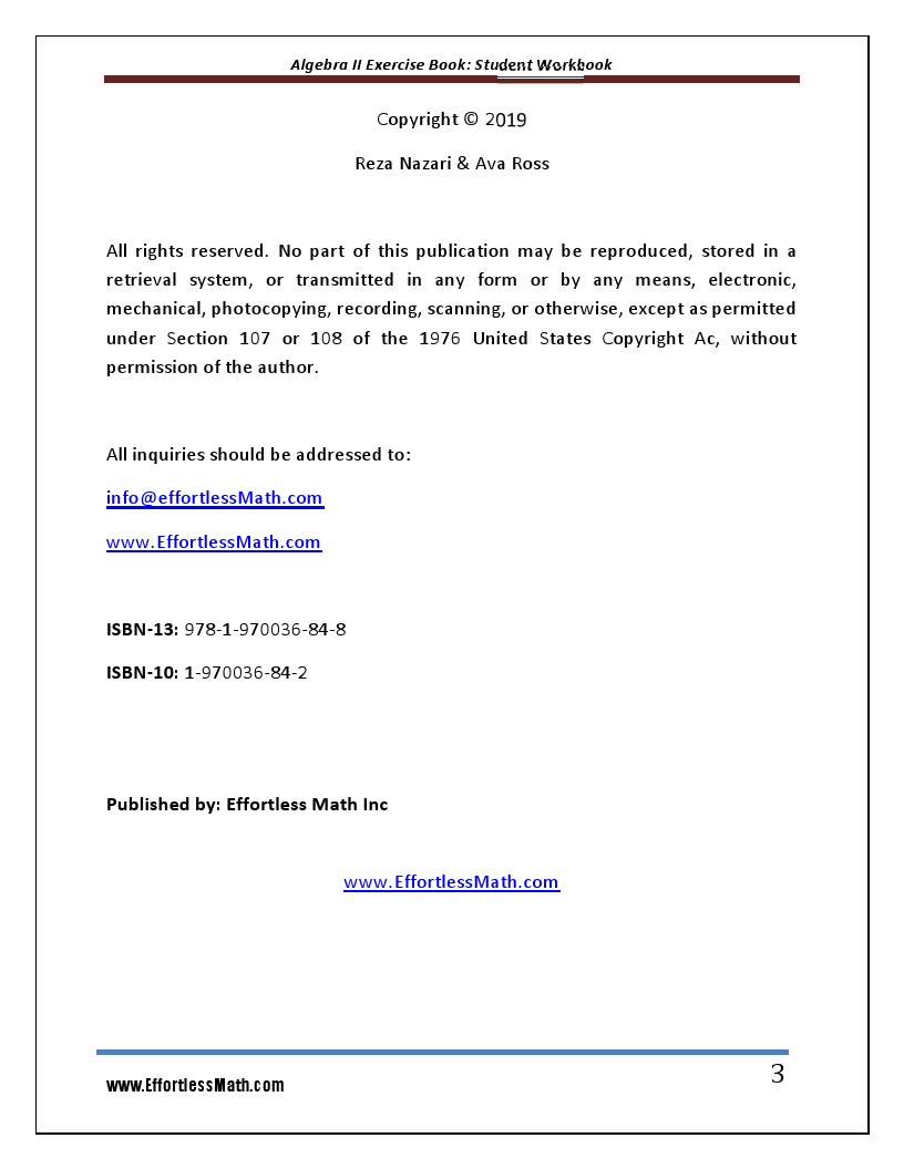 Algebra II Exercise Book: Student Workbook - Effortless Math: We Help ...