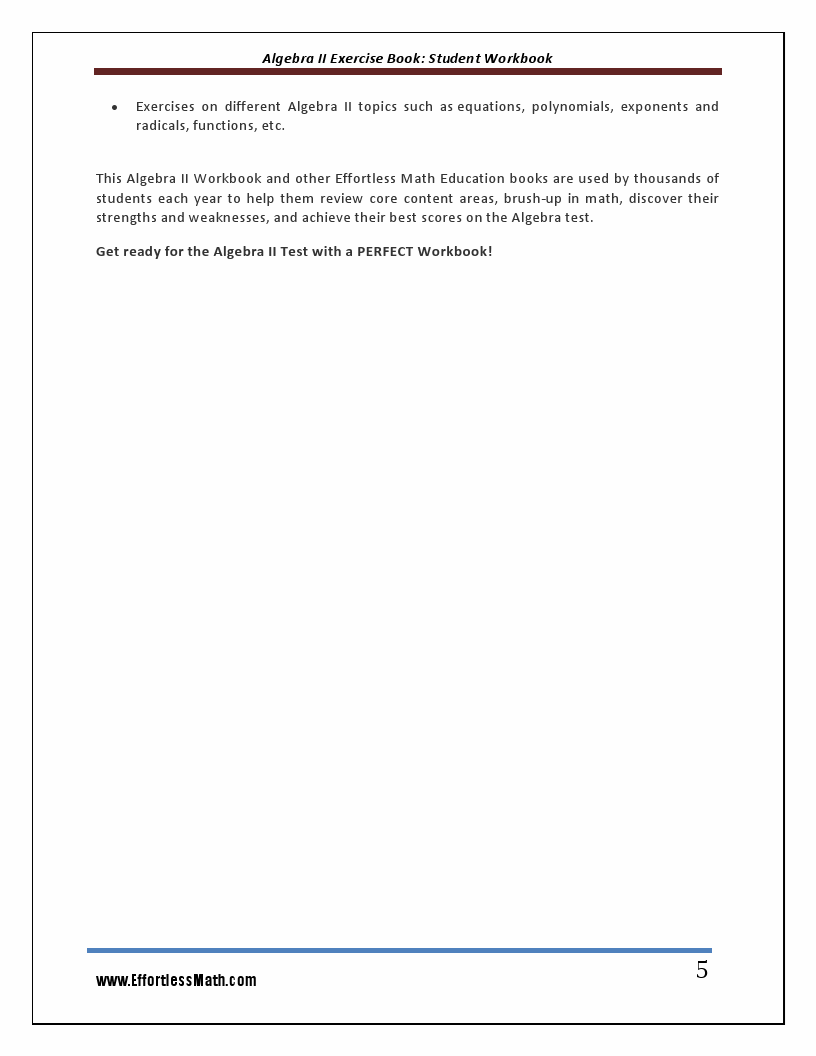 Algebra II Exercise Book: Student Workbook - Effortless Math: We Help ...