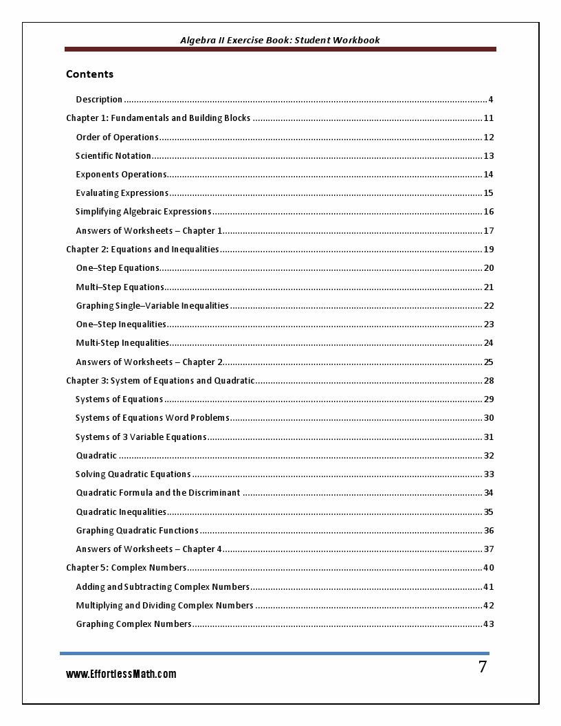 Algebra II Exercise Book: Student Workbook - Effortless Math: We Help ...