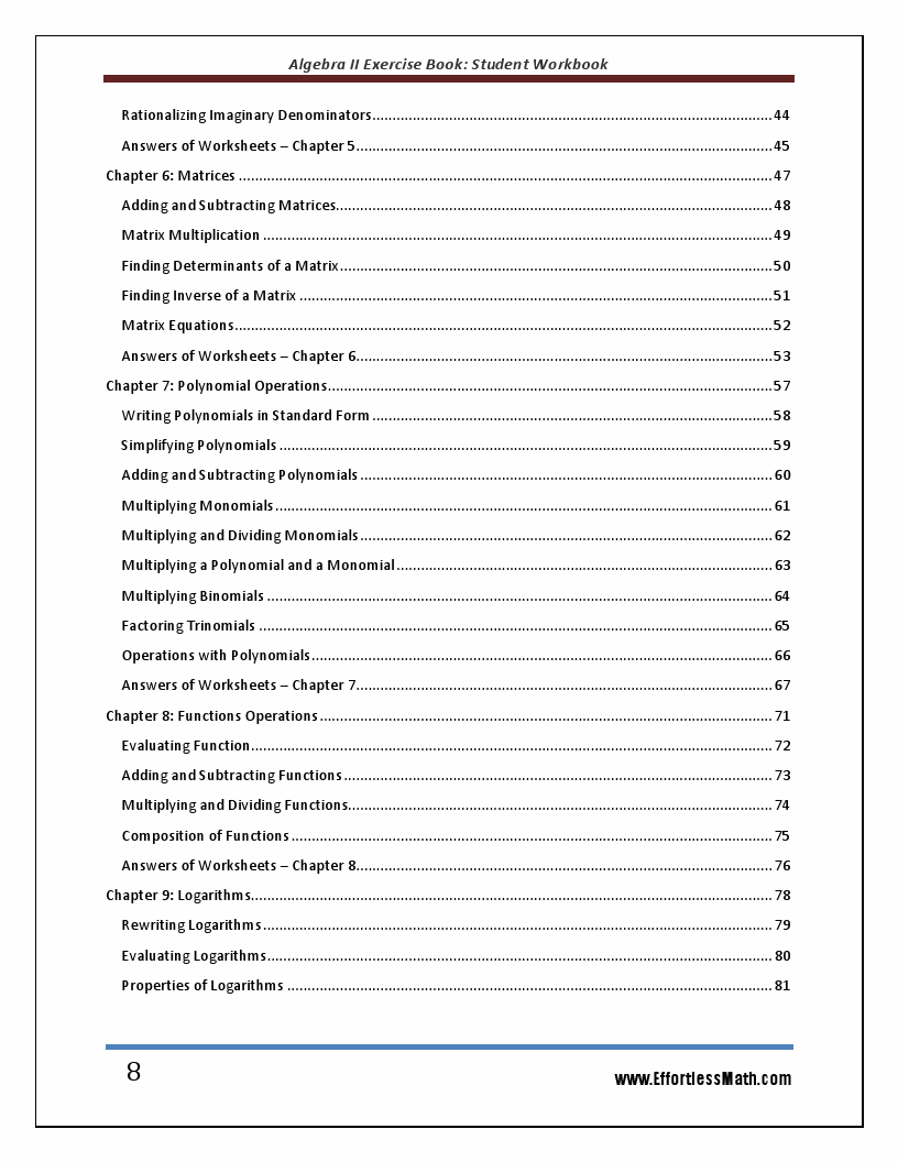 Algebra II Exercise Book: Student Workbook - Effortless Math: We Help ...