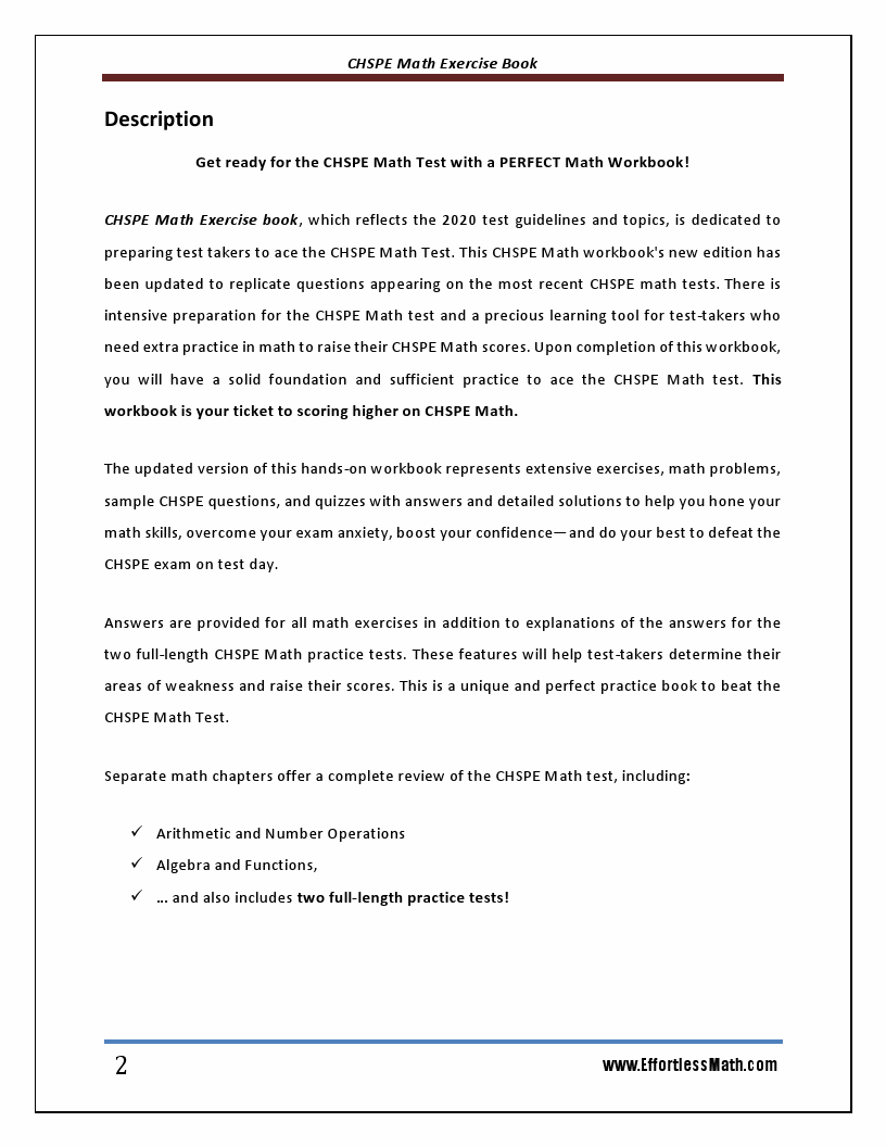 CHSPE Math Exercise Book: Student Workbook and Two Realistic CHSPE Math ...