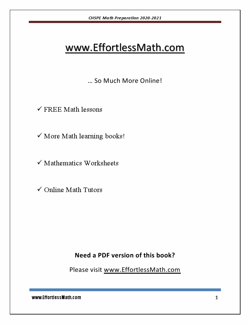 CHSPE Math Preparation 2020 – 2021: CHSPE Math Workbook + 2 Full-Length ...