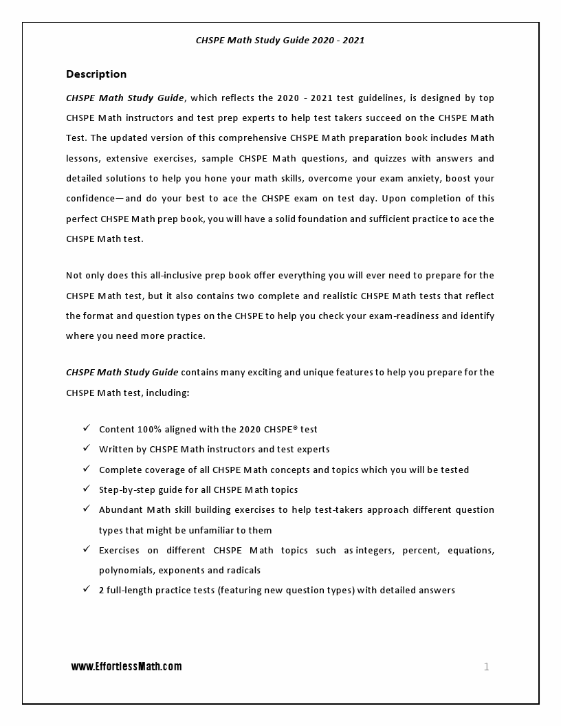 CHSPE Math Study Guide 2020 – 2021: A Comprehensive Review and Step-By ...