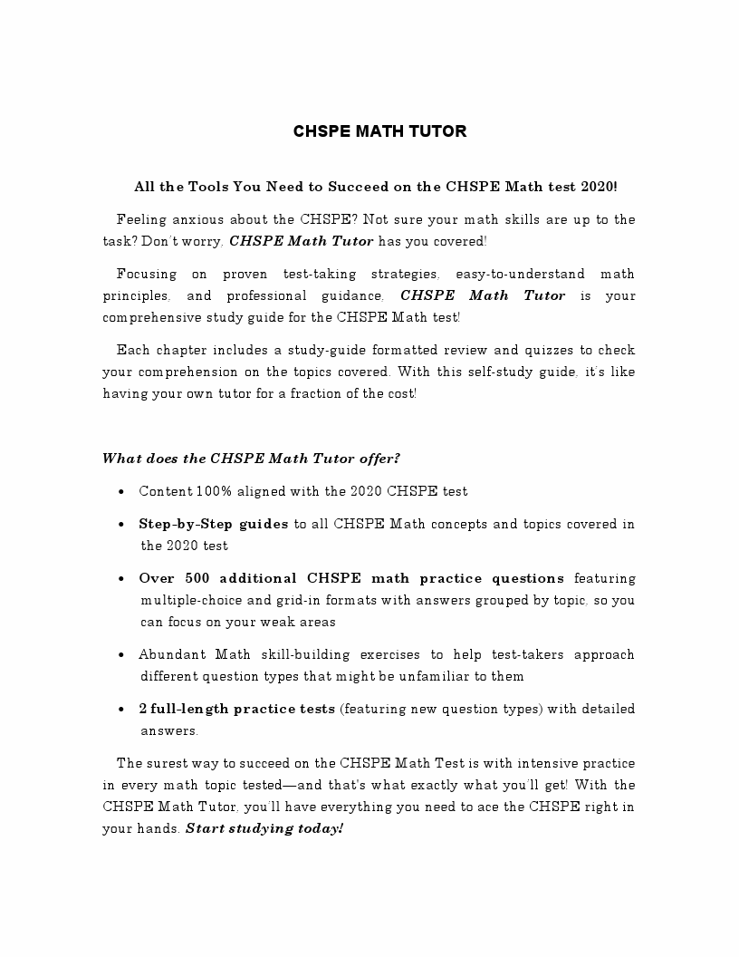 CHSPE Math Tutor: Everything You Need to Help Achieve an Excellent ...