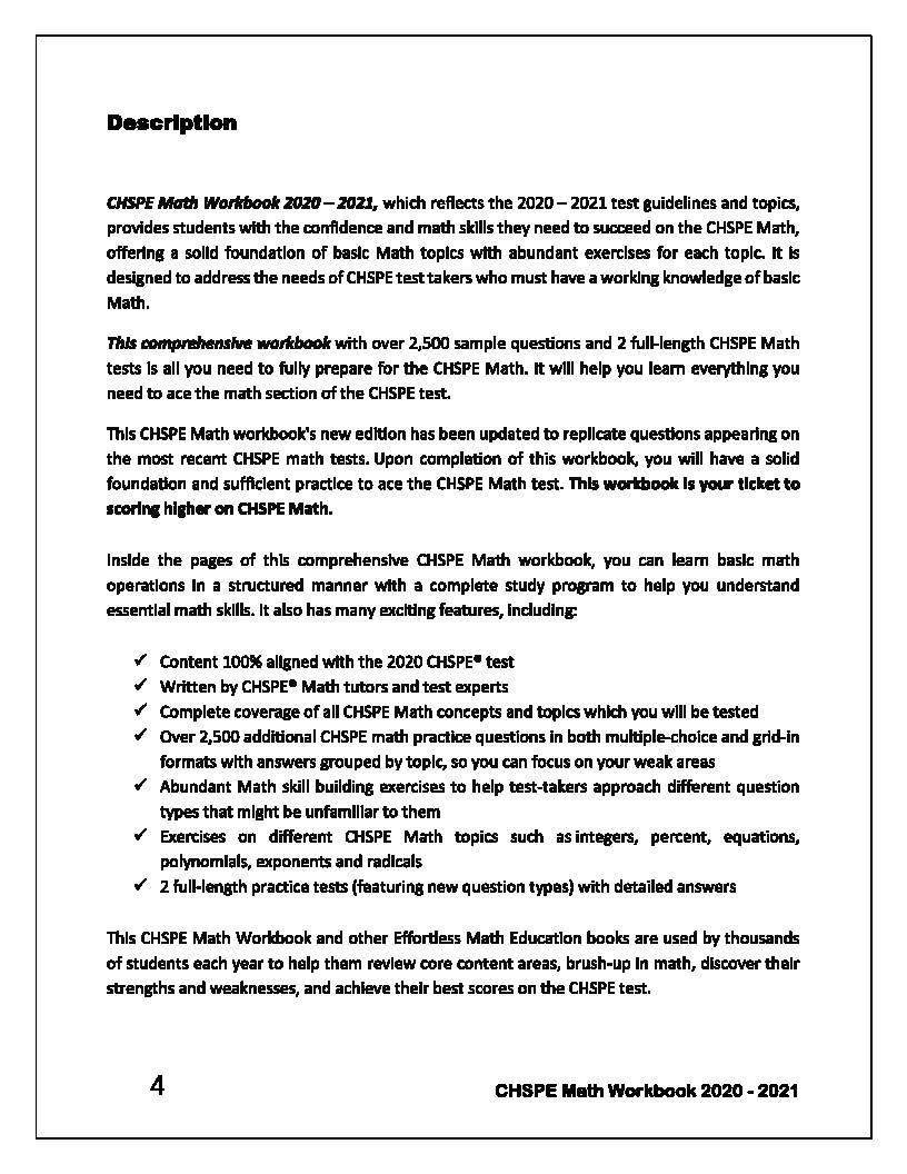 CHSPE Math Workbook 2020 – 2021: The Most Comprehensive Review for the ...