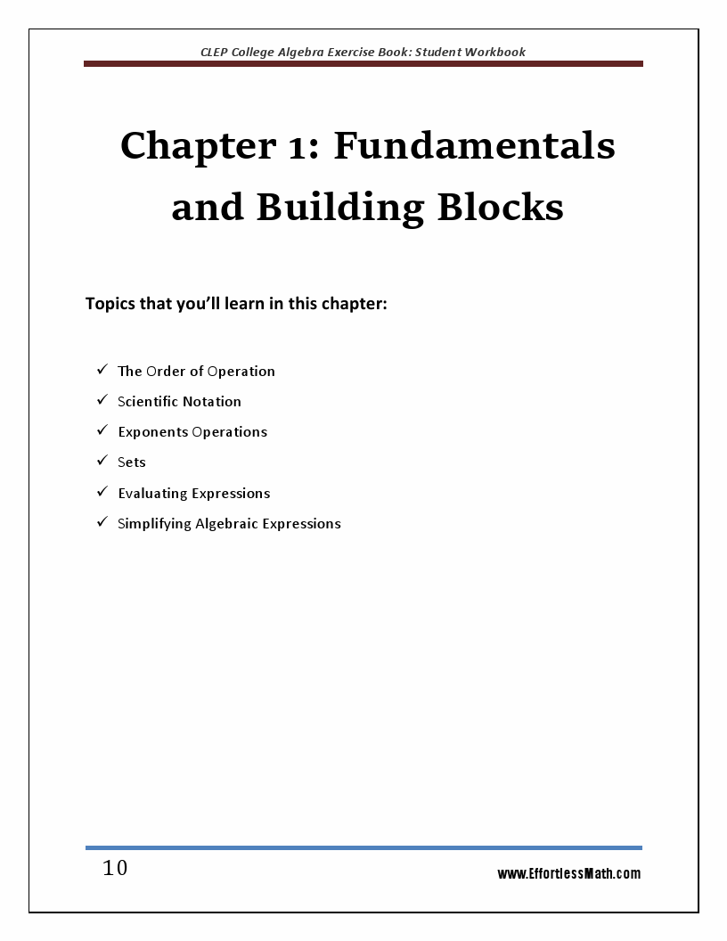 CLEP College Algebra Exercise Book: Student Workbook and Two Realistic ...