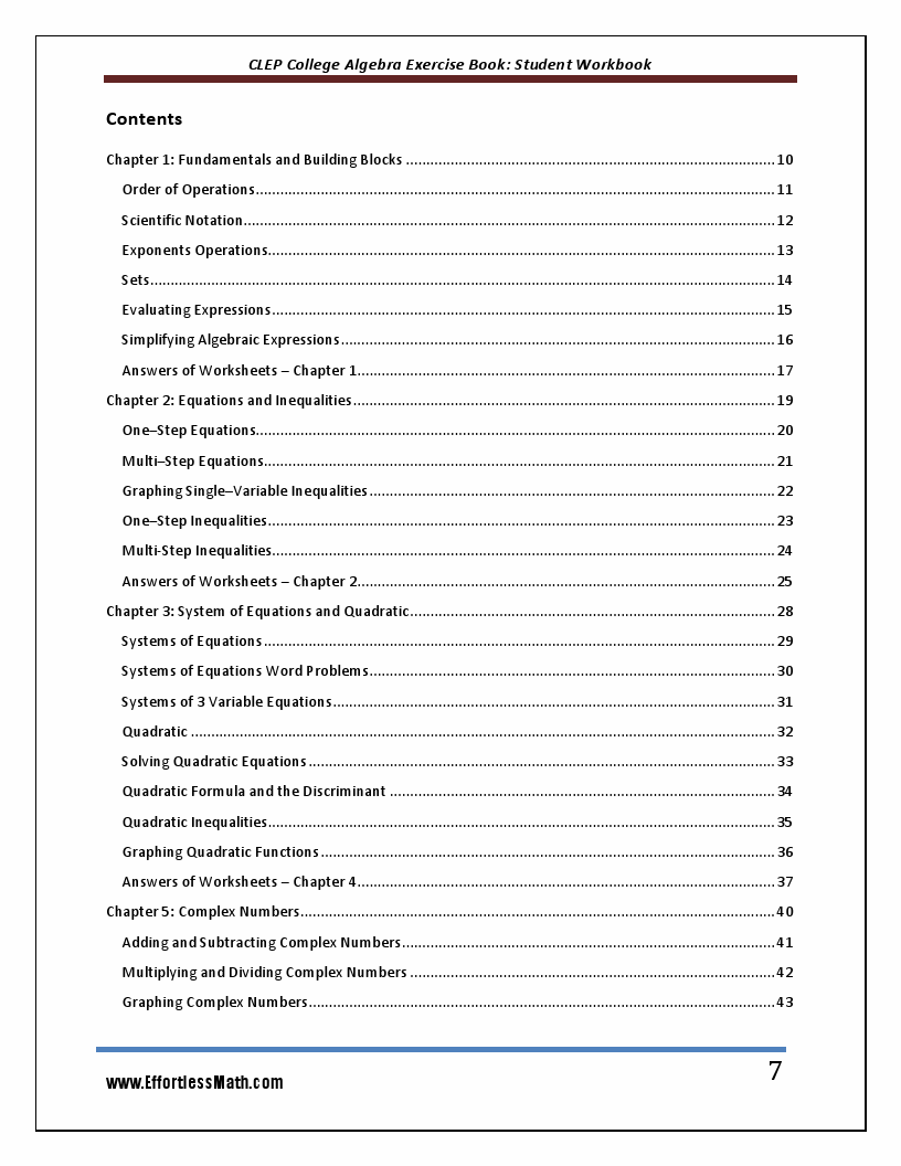 CLEP College Algebra Exercise Book: Student Workbook and Two Realistic ...